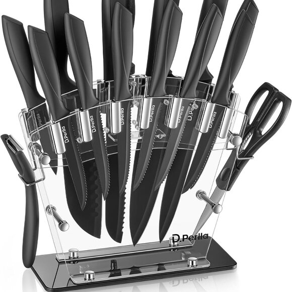 Kitchen | Knife Set 16 Pieces Black Kitchen Knife Set With Acrylic ...